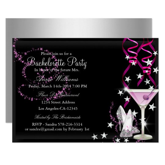 Pink Black Sparkle Bachelorette Party Invite | Zazzle.com