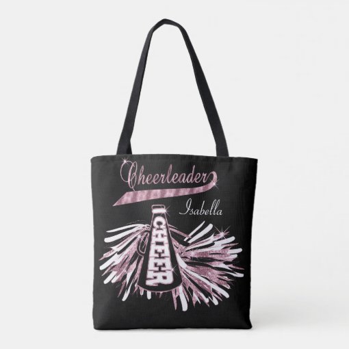 Pink, Black & White Glitter Cheerleader Design Tote Bag | Zazzle