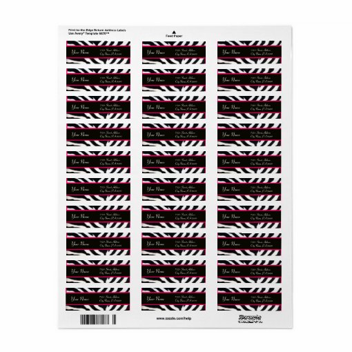 PINK BLACK WHITE ZEBRA FUR MONOGRAM LABEL | Zazzle