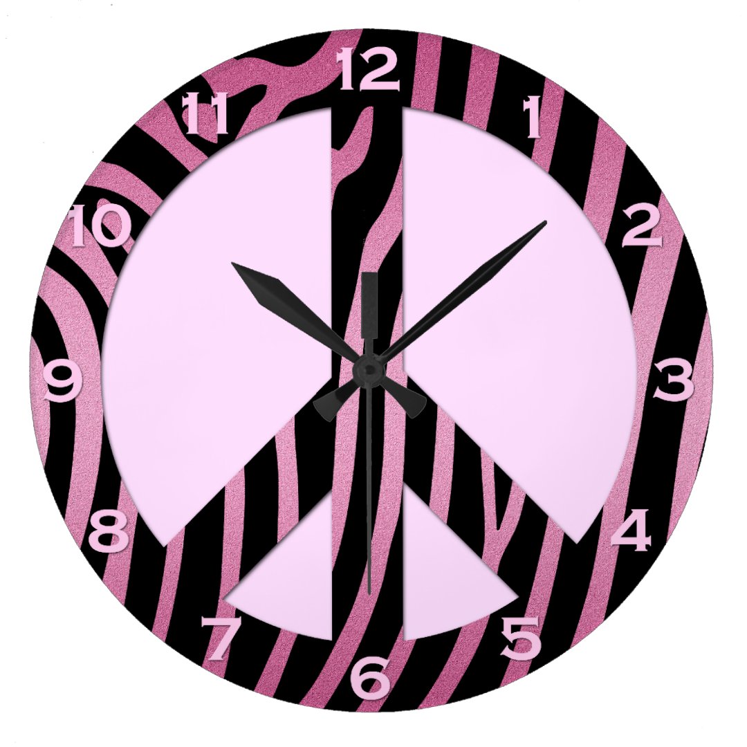 Pink Black Zebra Print Wall Clock | Zazzle