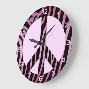 Pink Black Zebra Print Wall Clock | Zazzle