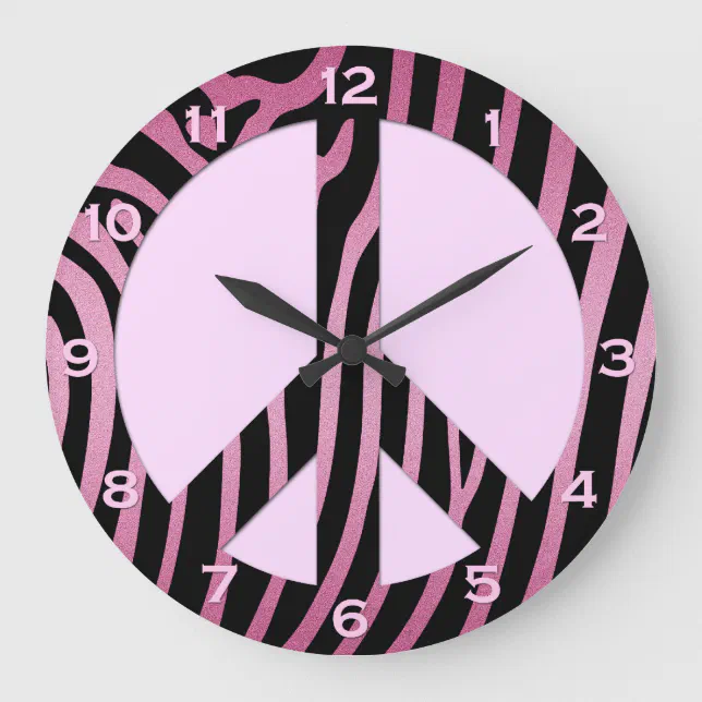 Pink Black Zebra Print Wall Clock | Zazzle