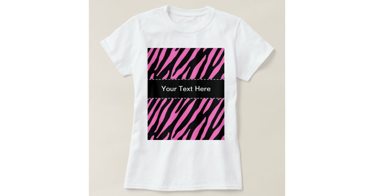 Pink & Black Zebra Stripes; Animal Print T-Shirt | Zazzle