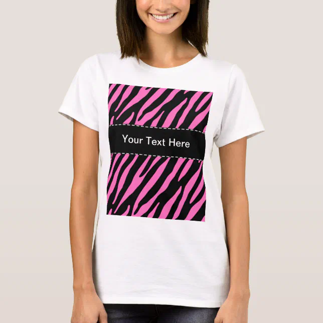 Pink & Black Zebra Stripes; Animal Print T-Shirt | Zazzle
