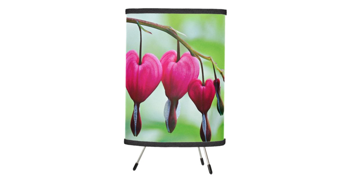 Pink Bleeding heart Flower Pretty Elegant Tripod Lamp | Zazzle