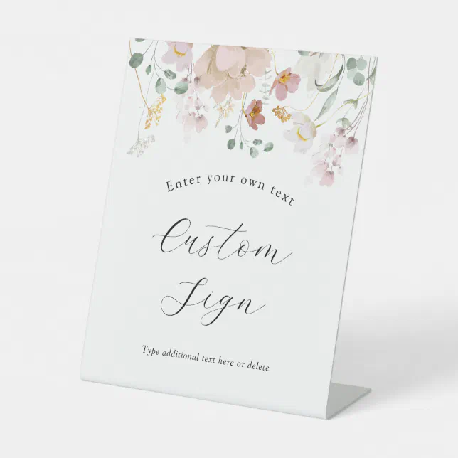 Pink Blooming Flowers Custom Text Sign | Zazzle