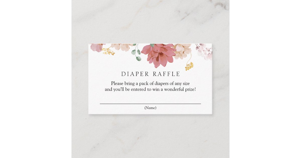 Pink Blooming Flowers Diaper Raffle Baby Shower Enclosure Card | Zazzle