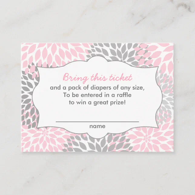 Pink Blossoms Baby Shower Diaper Raffle Tickets Enclosure Card | Zazzle