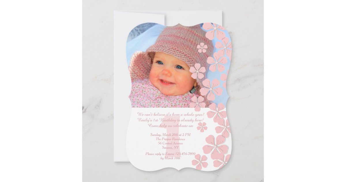 Pink Blossoms Photo Invitation | Zazzle