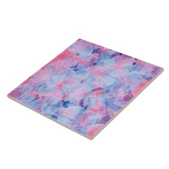 Pink Blue Abstract Brush Strokes Design Ceramic Tile | Zazzle