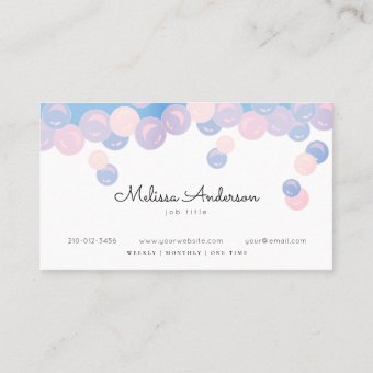 Pink & Blue Bubbles Home Cleaning Service Maid Business Card | Zazzle
