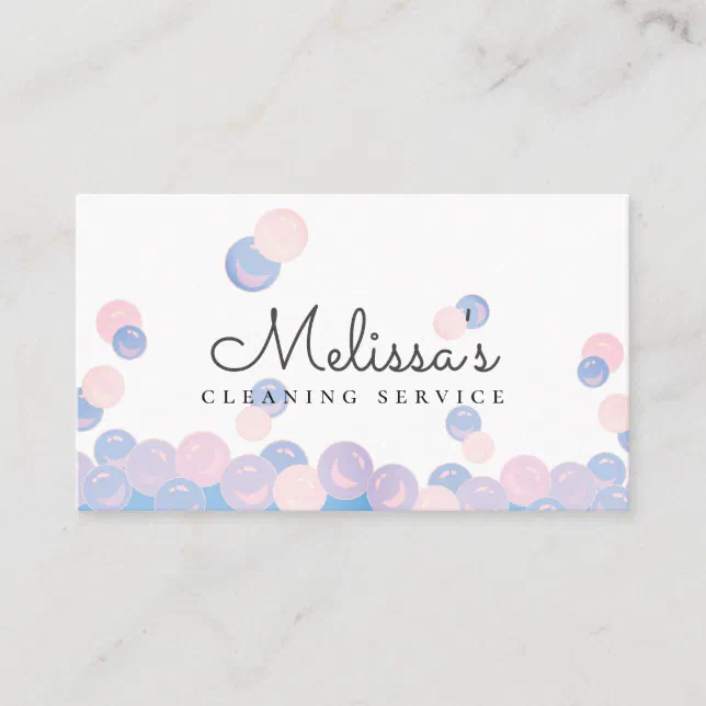 Pink & Blue Bubbles Home Cleaning Service Maid Business Card | Zazzle