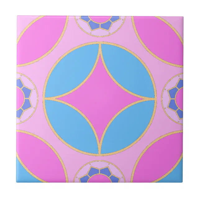 pink blue - classic Deco pattern Ceramic Tile | Zazzle