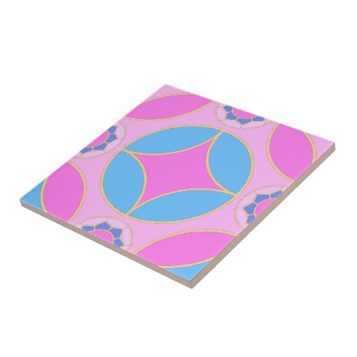 pink blue - classic Deco pattern Ceramic Tile | Zazzle