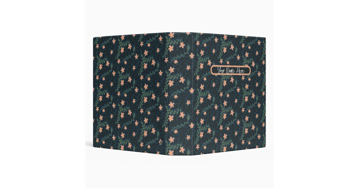 Pink & Blue Floral Flower Binder with Custom Text | Zazzle