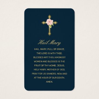 Pink Blue Floral Gold Script Photo Prayer Card | Zazzle