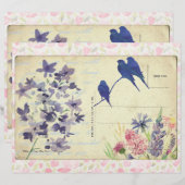Pink & Blue Floral Postcard Scrapbook Paper | Zazzle