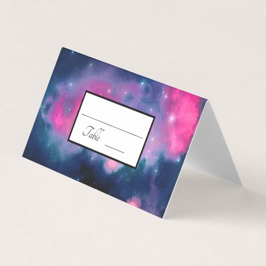 Pink & Blue Galaxy Nebula & Stars Abstract Place Card | Zazzle.com