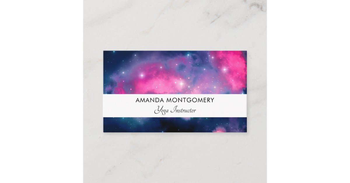 Pink & Blue Galaxy & Stars Abstract Business Card | Zazzle