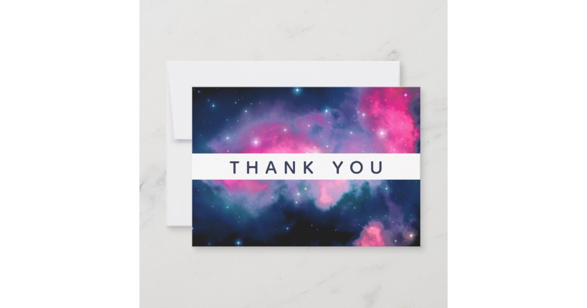 Pink & Blue Galaxy & Stars Abstract Thank You | Zazzle