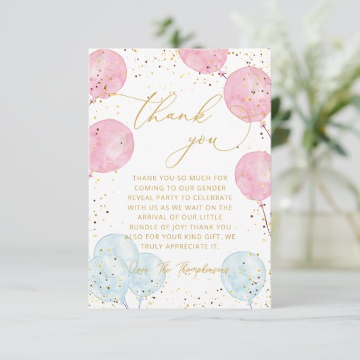 Pink Blue Gender Reveal Thank You Note Card | Zazzle Pink Blue Gender Reveal Thank You Note Card | Zazzle