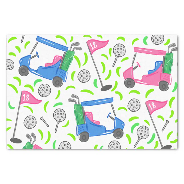 Pink Blue Green Golf Tissue Paper | Zazzle
