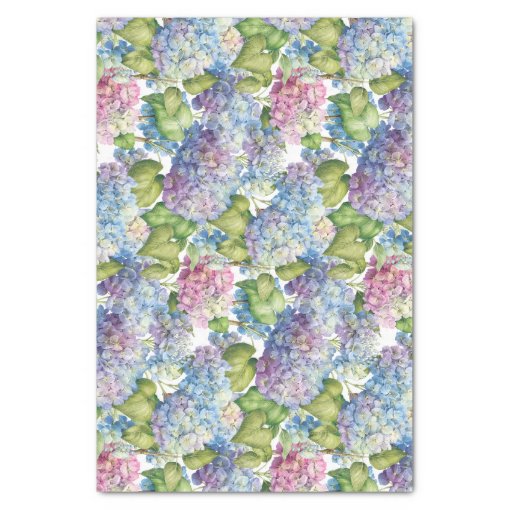 Pink Blue Hydrangea in Bloom Floral Pattern Tissue Paper | Zazzle