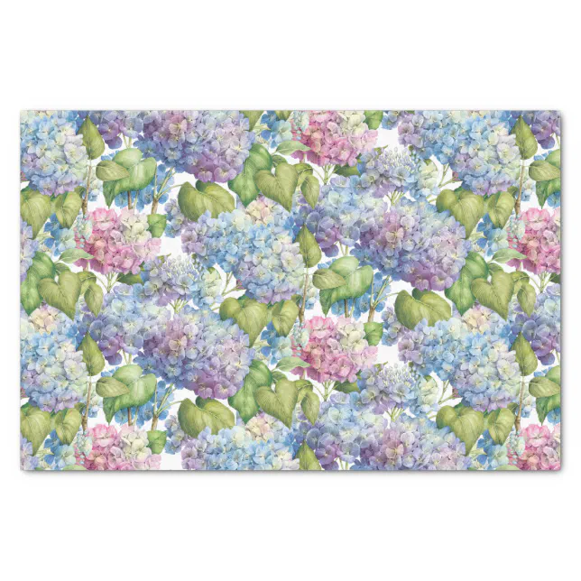 Pink Blue Hydrangea in Bloom Floral Pattern Tissue Paper | Zazzle