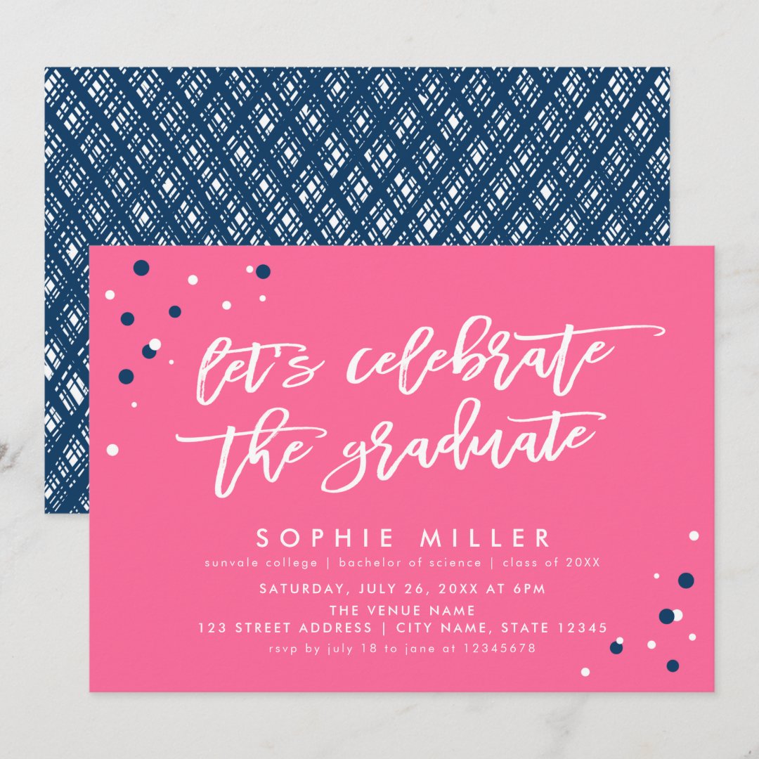 Pink Blue Let's Celebrate the Graduate Grad Party Invitation | Zazzle