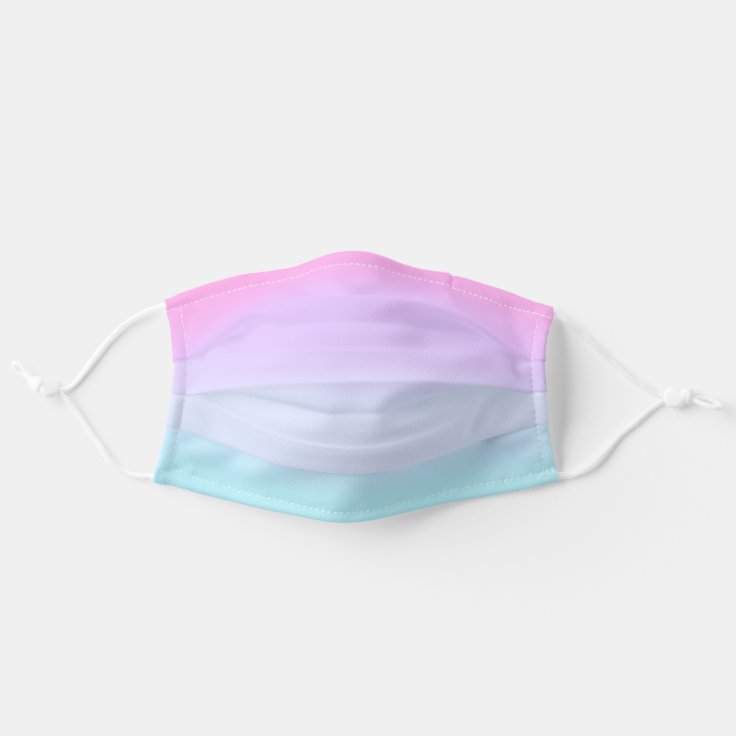 Pink Blue OMBRÉ PASTELS STRIPES COLOR THERAPY Adult Cloth Face Mask ...