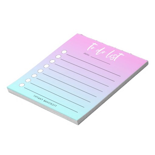 Pink Blue Ombre To Do List Girly Notepad | Zazzle