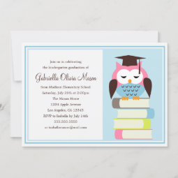 Pink/Blue Owl Graduation Party Invitation | Zazzle