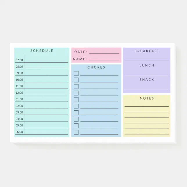 Pink Blue Purple Daily Home School Schedule Post-it Notes | Zazzle