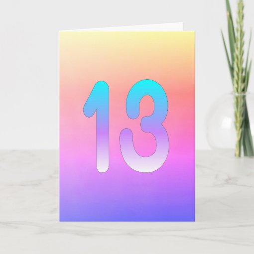 Pink Blue Purple Gradient 13th Birthday Card | Zazzle