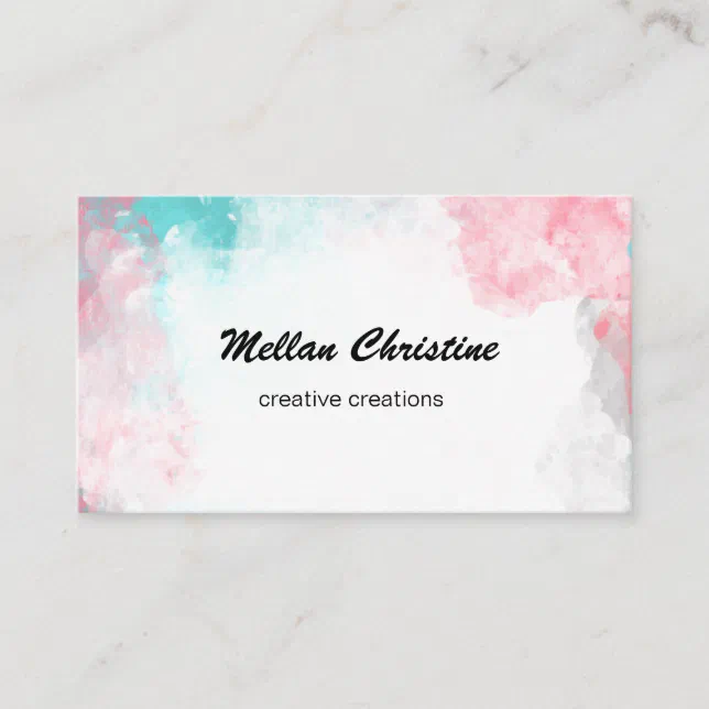 Pink Blue Watercolor Business Card | Zazzle