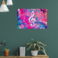 Pink Blue Watercolor Paint Music Note Treble Clef Poster | Zazzle