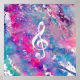 Pink Blue Watercolor Paint Music Note Treble Clef Poster | Zazzle