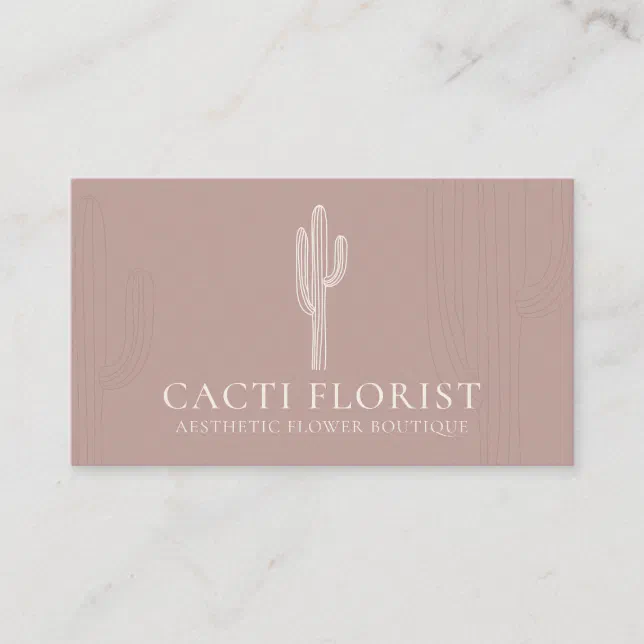 Pink Blush Abstract Boho Cacti Business Card | Zazzle