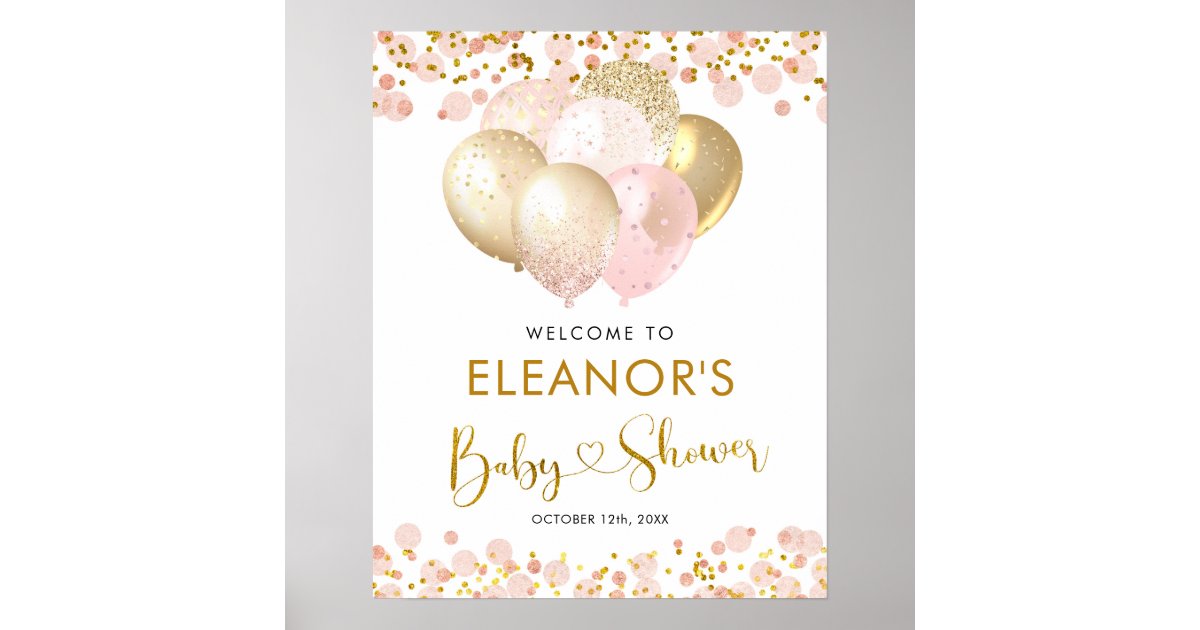 Pink Blush Balloon Baby Shower Welcome Sign | Zazzle