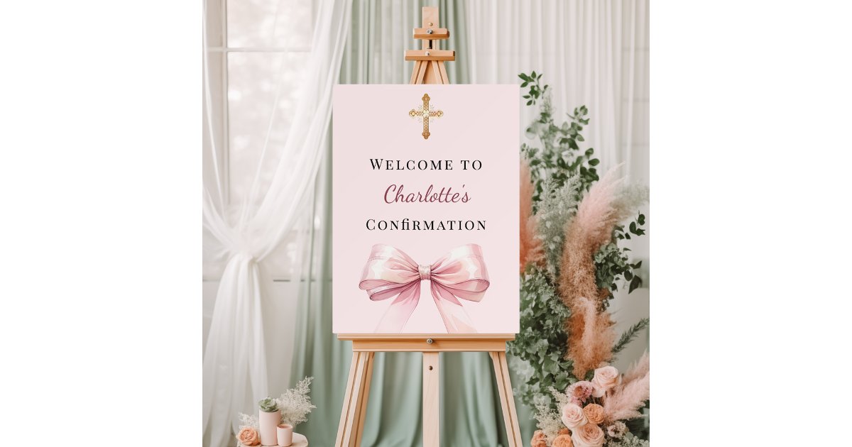 Pink blush bow Confirmation welcome Foam Board | Zazzle