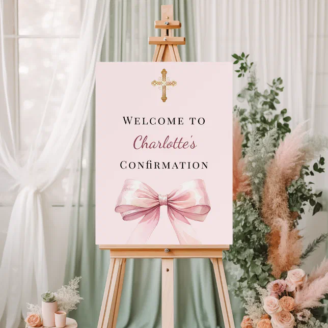 Pink blush bow Confirmation welcome Foam Board | Zazzle