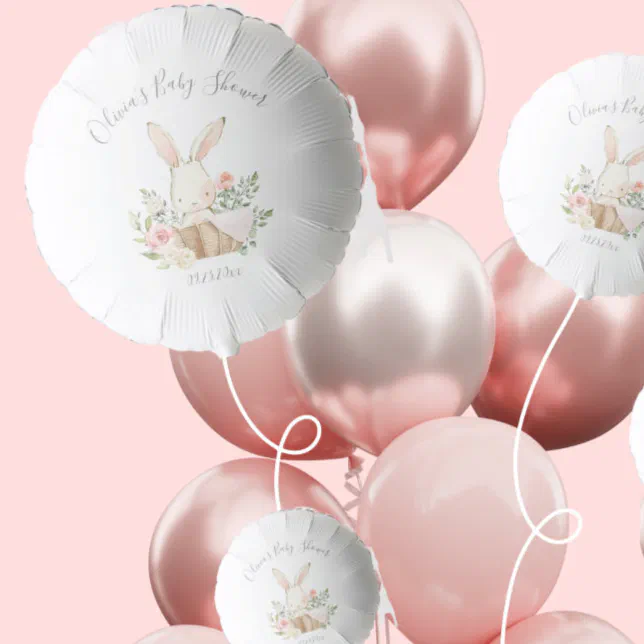 Pink Blush Bunny Rabbit Girl Baby Balloon | Zazzle