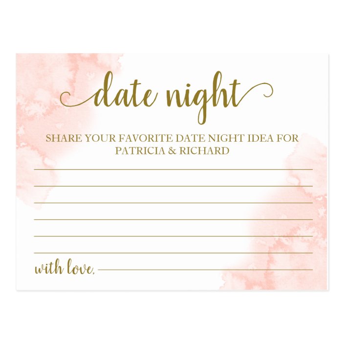 Pink Blush Floral Gold Geometric Date Night Idea Postcard | Zazzle.com