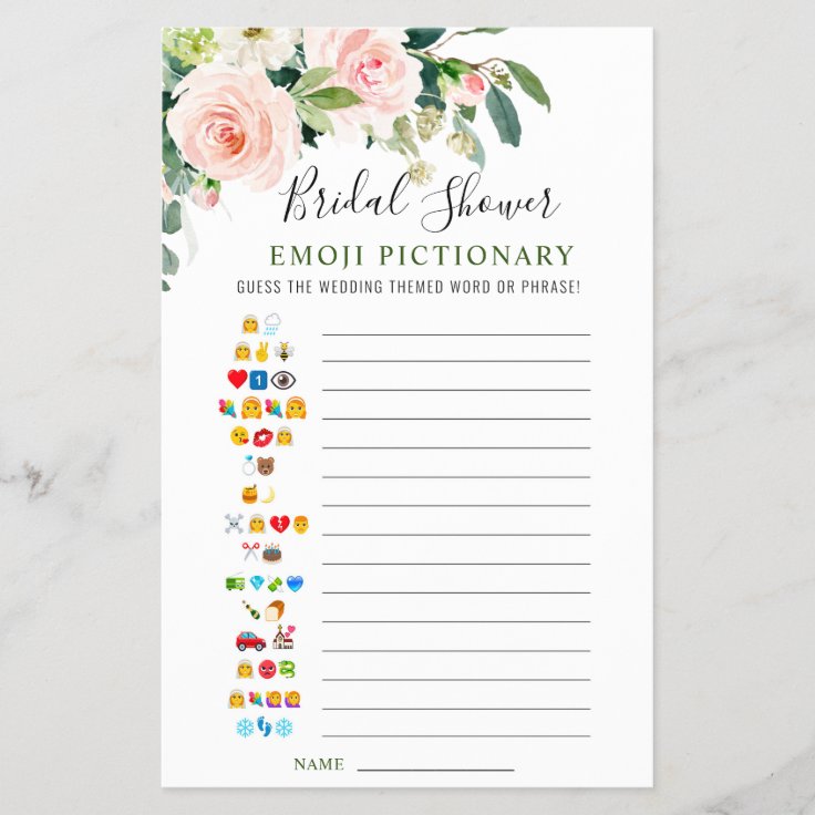 Pink Blush Flowers Double-Sided Bridal Shower Game | Zazzle