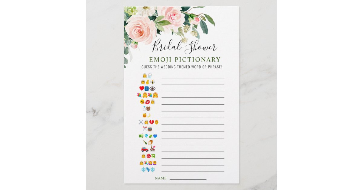 Pink Blush Flowers Greenery Bridal Shower Game | Zazzle