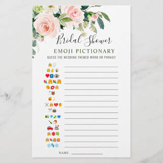 Pink Blush Flowers Greenery Bridal Shower Game | Zazzle