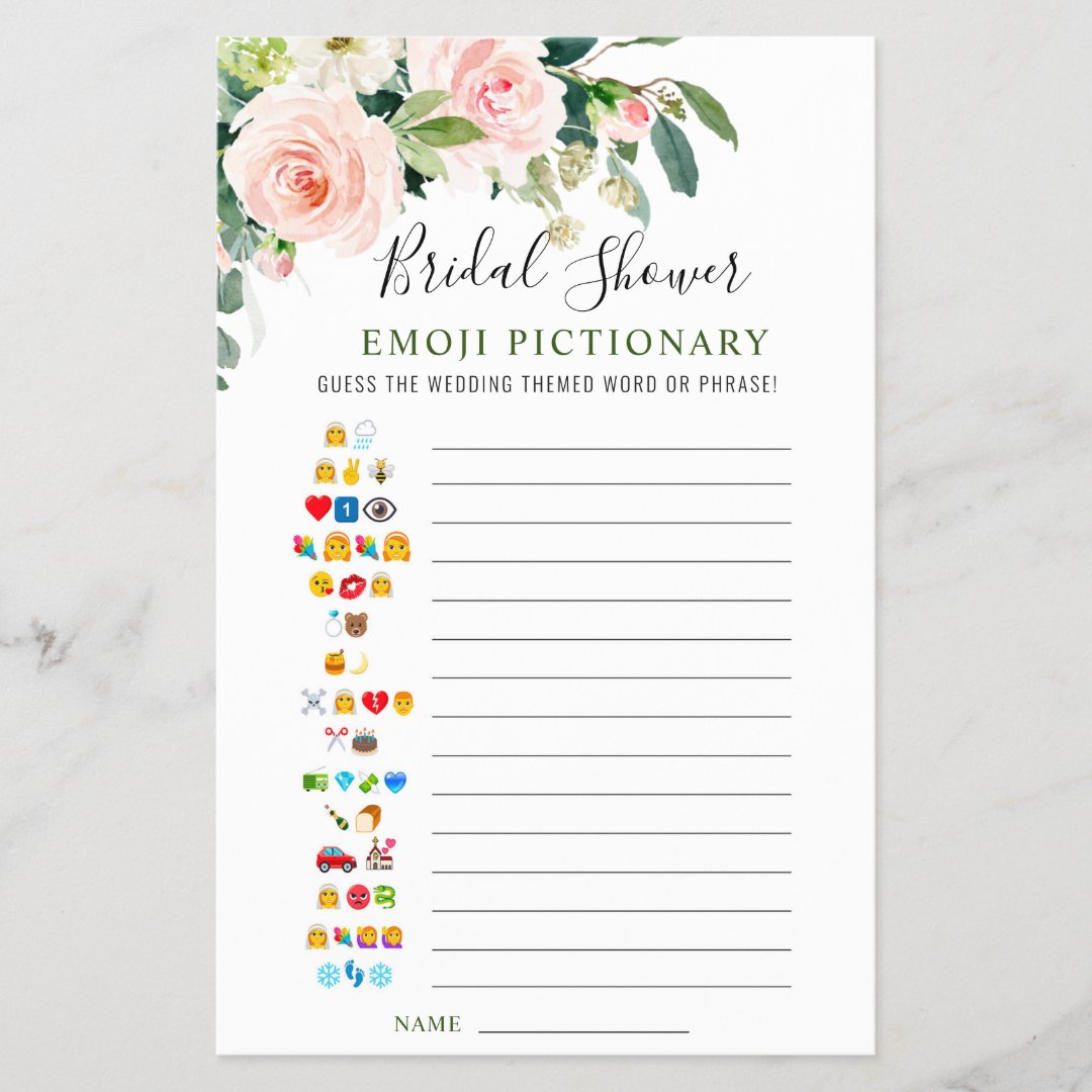 Pink Blush Flowers Greenery Bridal Shower Game | Zazzle