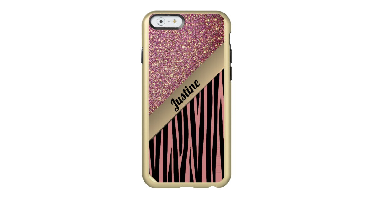Pink Blush Glam Zebra Print Personalized Incipio iPhone Case | Zazzle
