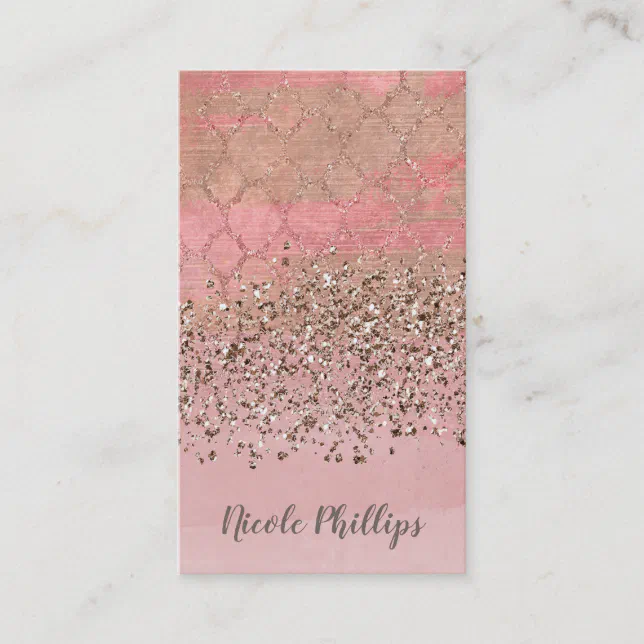 Pink Blush Glitter Moroccan Indian Princess Glam Business Card | Zazzle