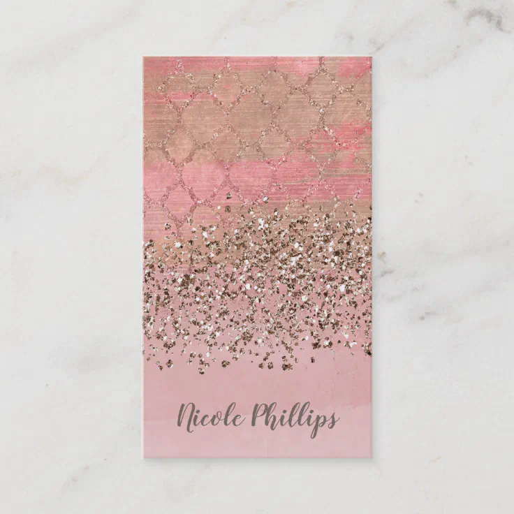 Pink Blush Glitter Moroccan Indian Princess Glam Business Card | Zazzle